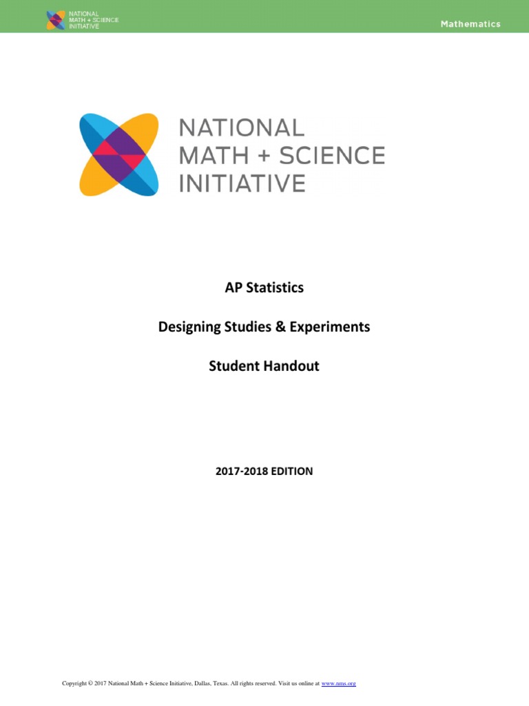 AP Statistics Designing Studies & Experiments Student Handout | PDF ...