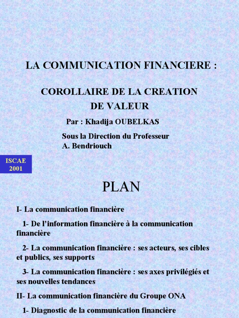 La Communication Financiere Et La MVA | PDF | Actionnaire | Comptabilité