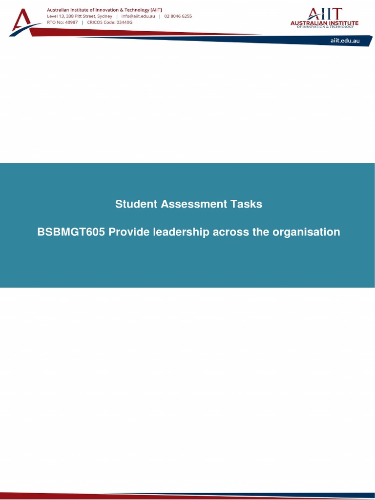 BSBMGT605 Student Assessment Tasks 14-05-20 | PDF | Leadership ...