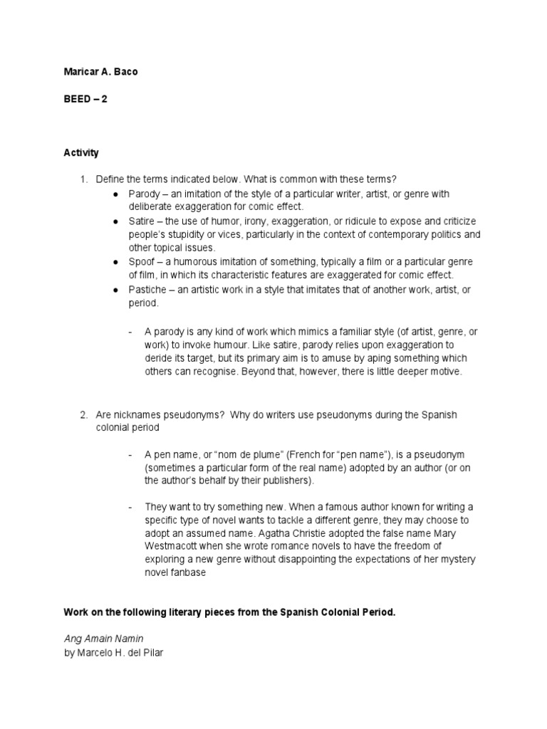 Lesson 11 Activity | PDF | Satire | Irony