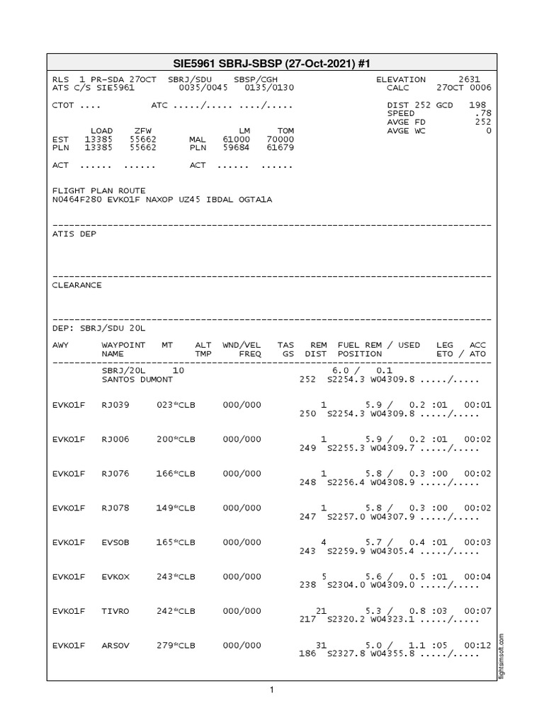 SIE5961 SBRJ-SBSP (27-Oct-2021) #1 | PDF | Aviation | Aerospace