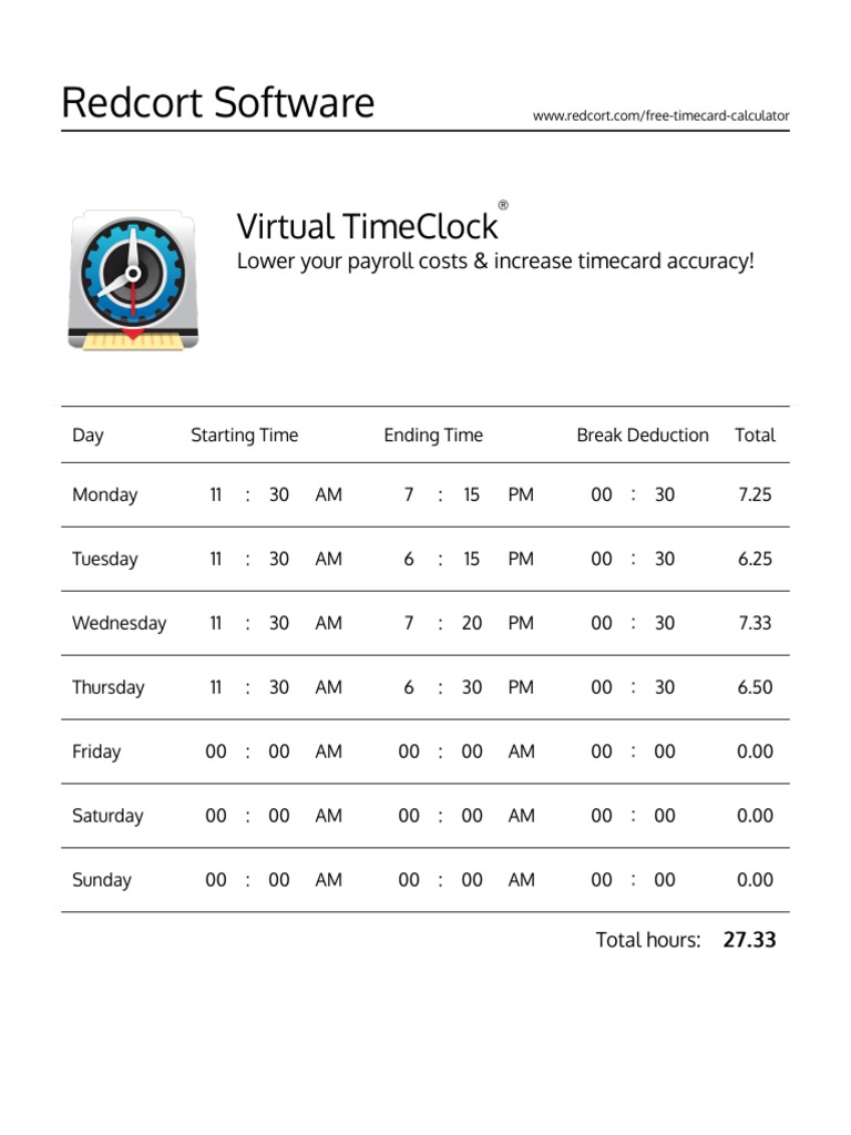 Free Time Card Calculator - Timesheet Calculator - Calculate Timecard ...
