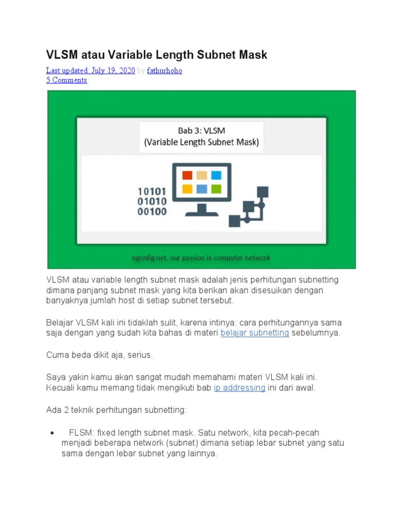VLSM Atau Variable Length Subnet Mask | PDF | Teknologi & Rekayasa