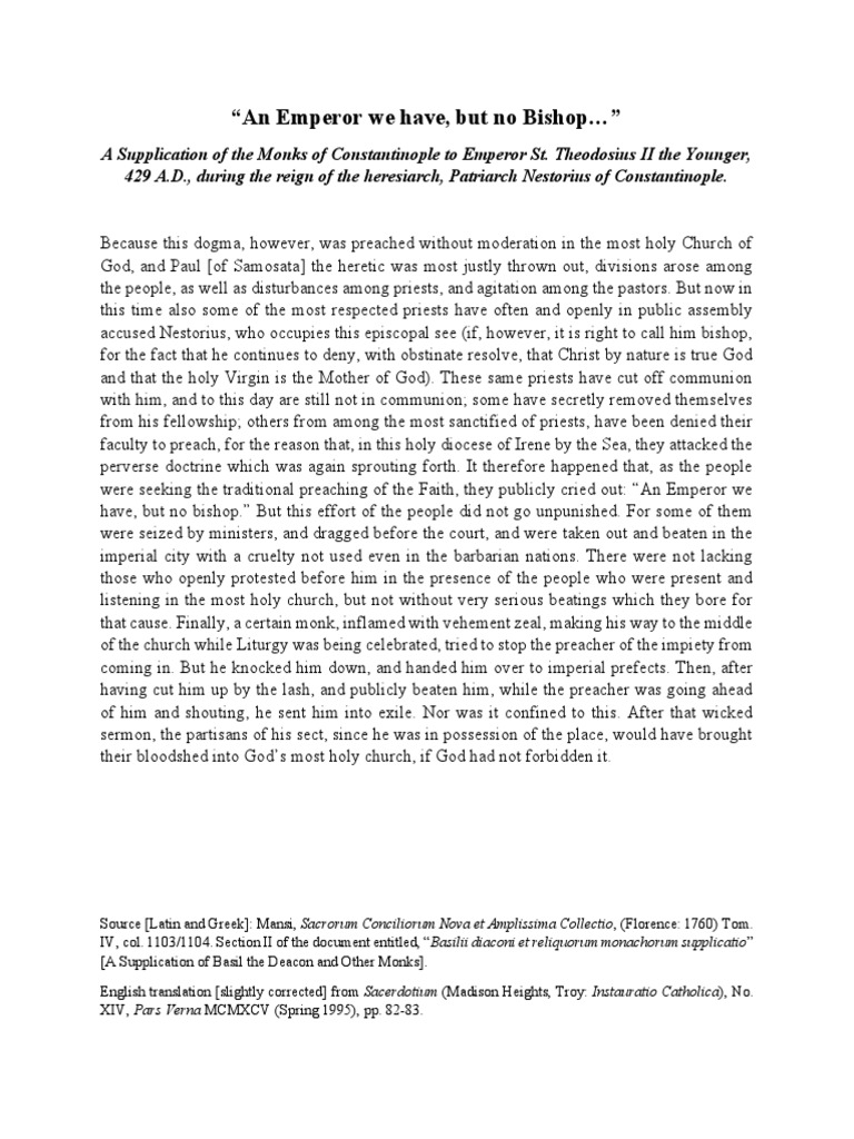 Monks' Plea to Theodosius II, 429 A.D. | PDF | Bishop | Diocese