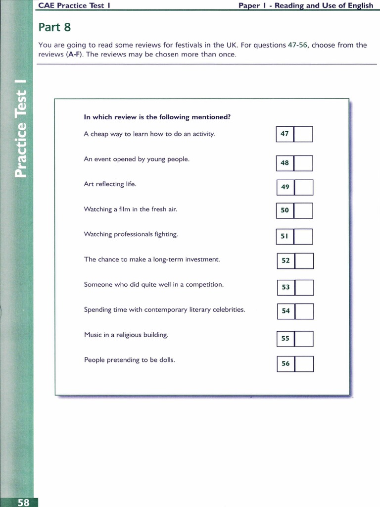 Reading Part 8 Succed in CAE | PDF | Performing Arts