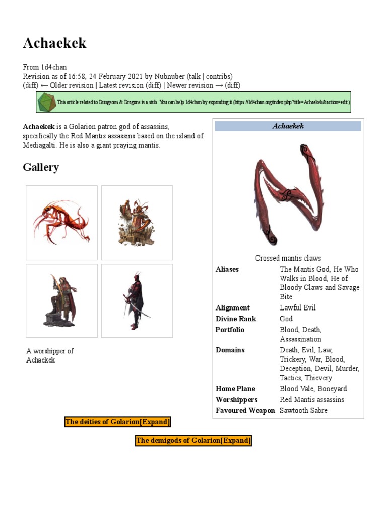 Achaekek - 1d4chan | PDF | Gary Gygax Games | Dungeons & Dragons