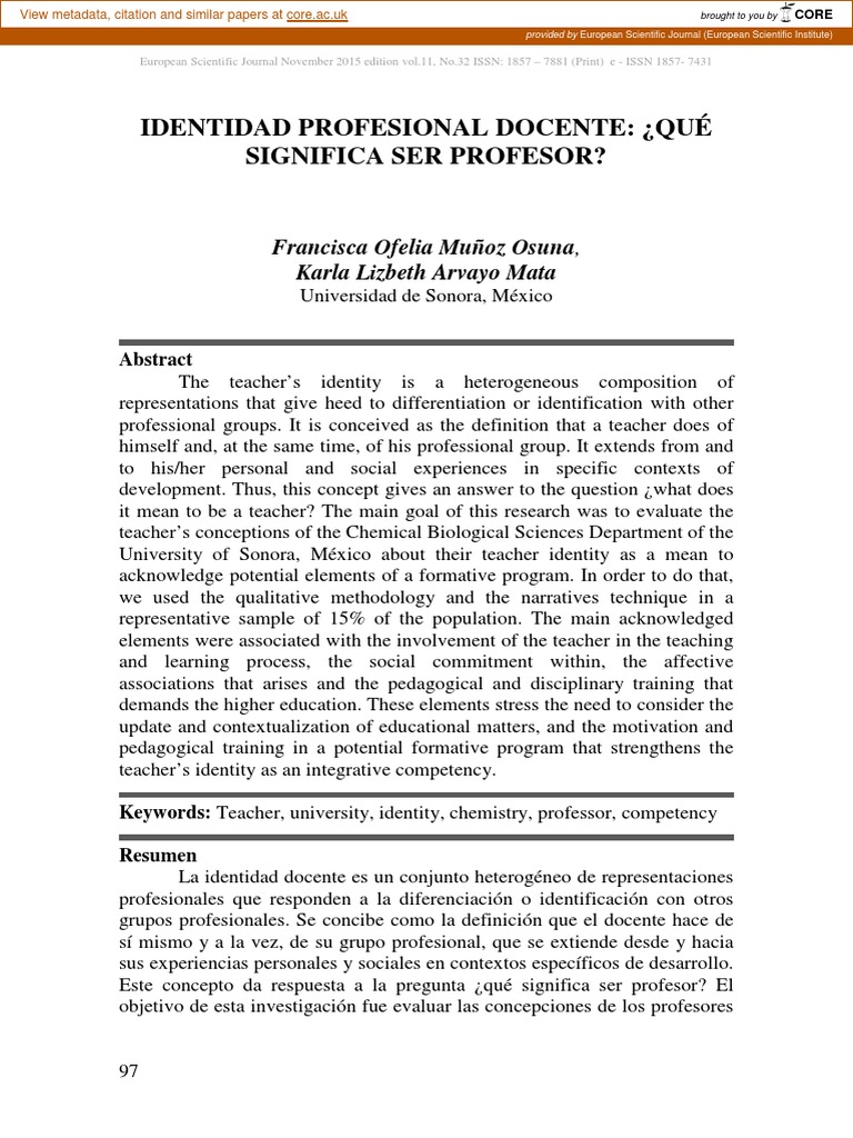 Identidad Docente - Qué Significa Ser Profesor | PDF | Science | Academia