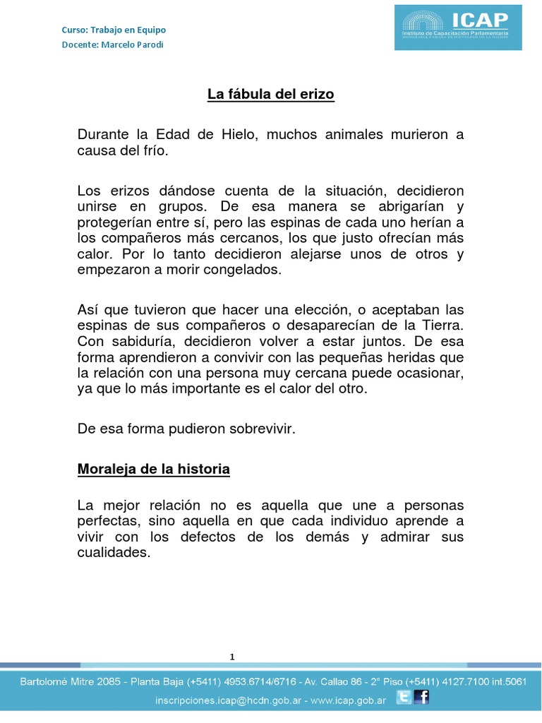 La Fábula Del Erizo Pdf