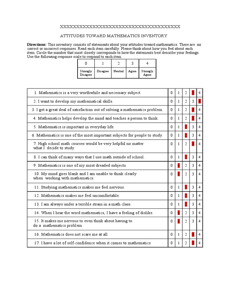 Mathematics Attitude Inventory Survey | PDF | Mathematics | Psychology