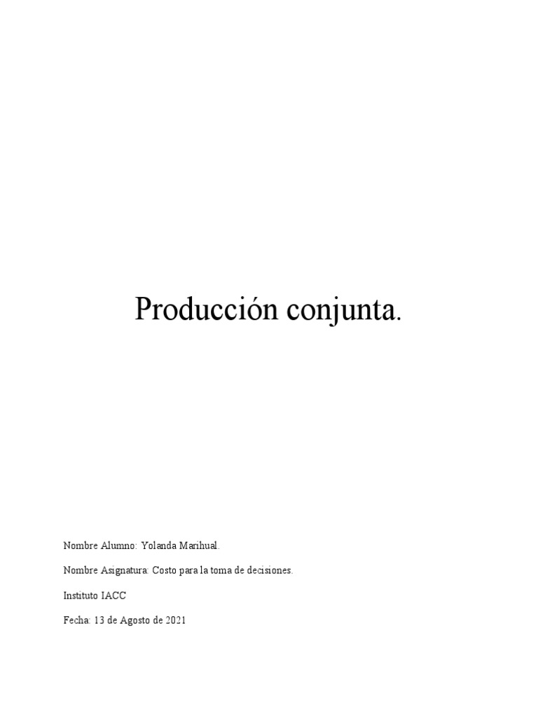 Producción Conjunta | PDF