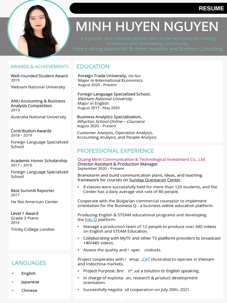 Minh Huyen Nguyen - Resume | PDF