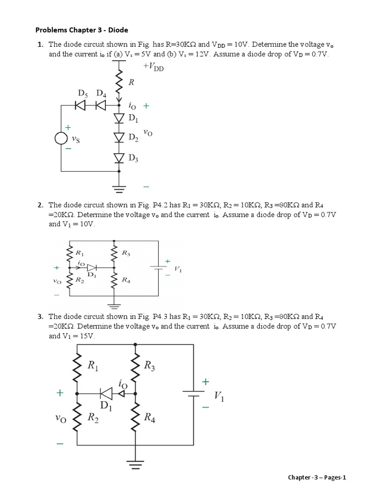 Diode Circuit Analysis Problems | PDF