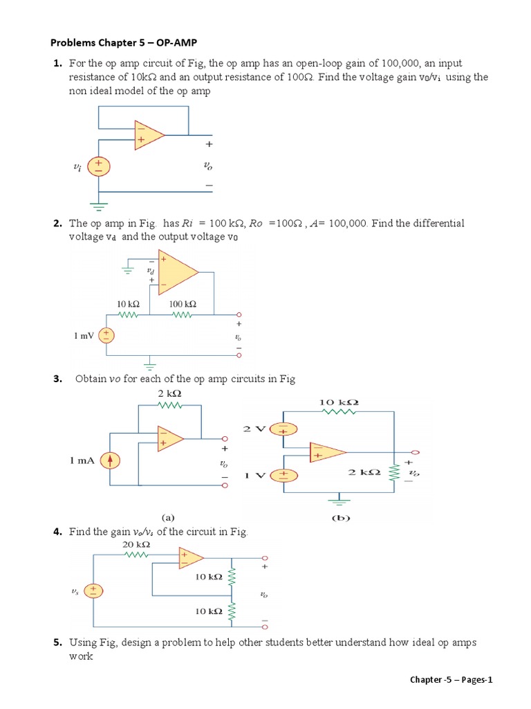 Problems-Chapter-5 - Contents | PDF | Operational Amplifier | Amplifier