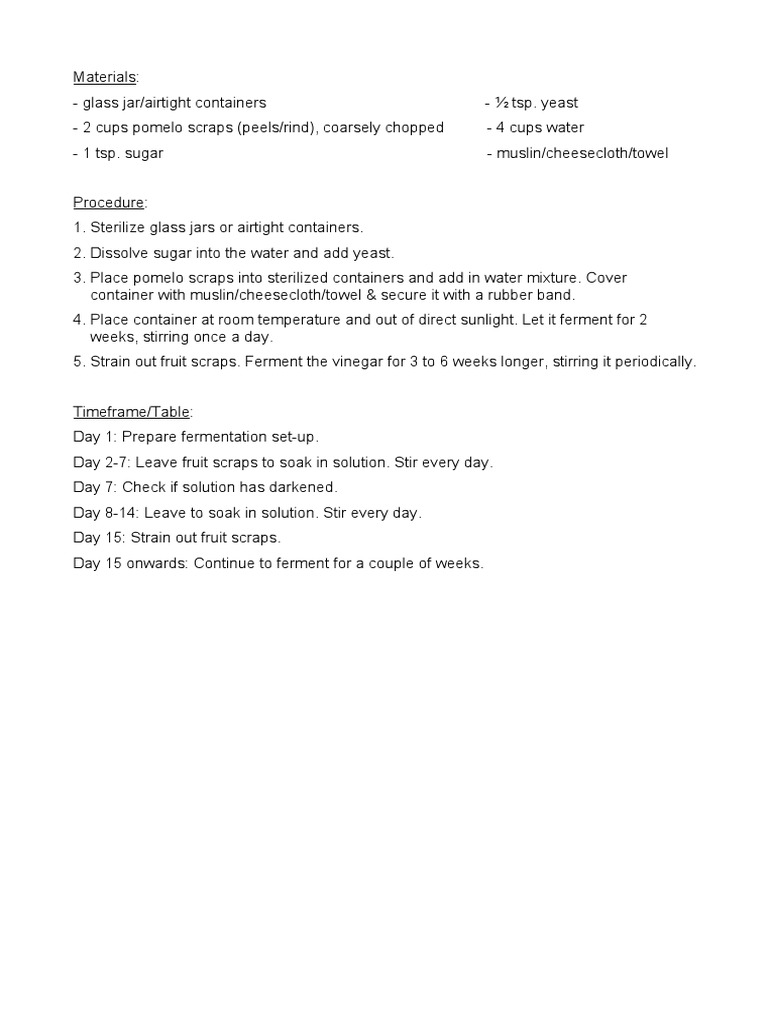 Pomelo Fermentation Process Guide | PDF