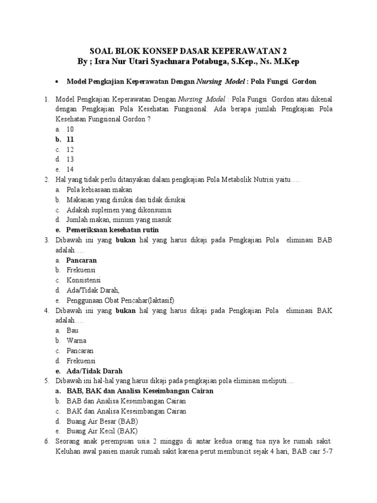 Soal BLOK Kep KDK 2 | PDF