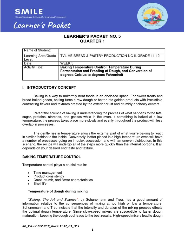 Lp5 Ro TVL He BPP Ncii Grade 11 12 q1 Edited | PDF | Breads | Dough Lp5 Ro TVL He BPP Ncii Grade 11 12 q1 Edited | PDF | Breads | Dough