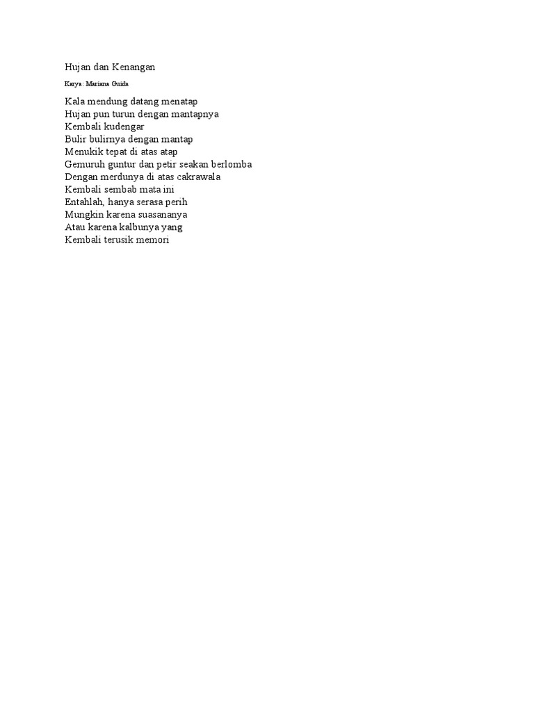 Puisi Hujan Dan Kenangan Karya Mariana Guida | PDF | Puisi