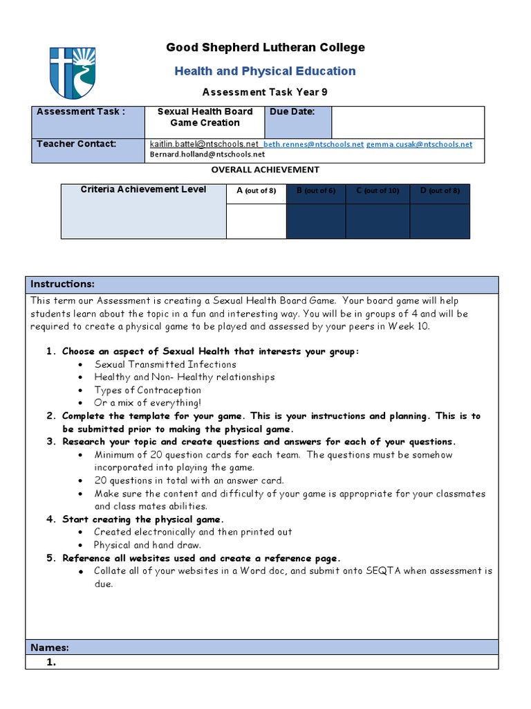 Sexual Health Board Game Assessment | Download Free PDF | Reproductive ...