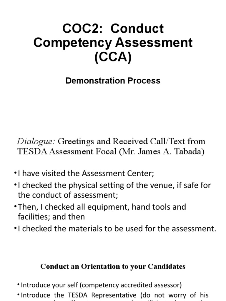 COC2.Conduct Competency Assessment | PDF | Cognition