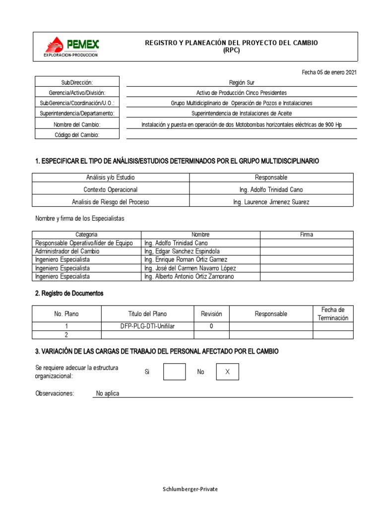 02 (RPC) Registro y Planeación Del Proyecto Del Cambio | PDF