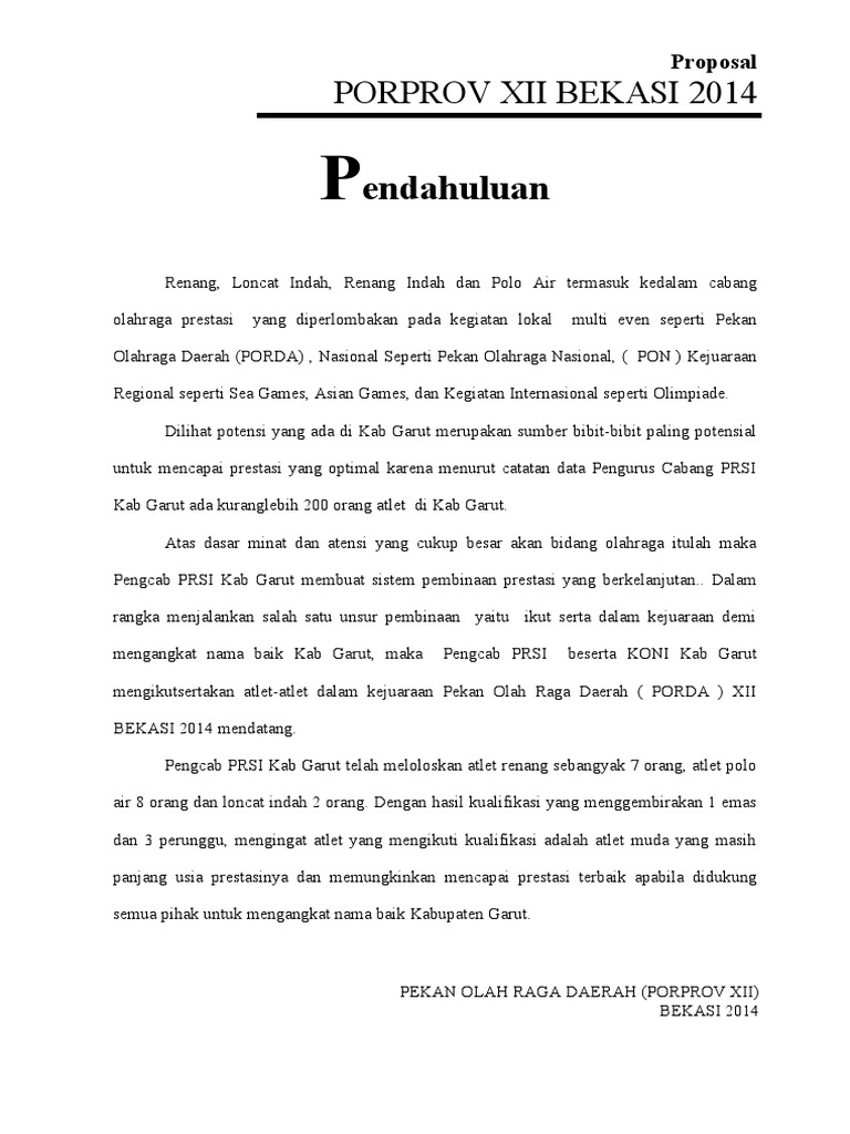 PROPOSAL Porda Jadi | PDF