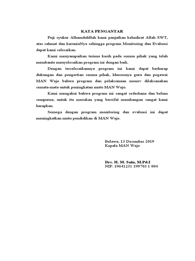 Program Monev untuk Peningkatan Mutu MAN Wajo | PDF