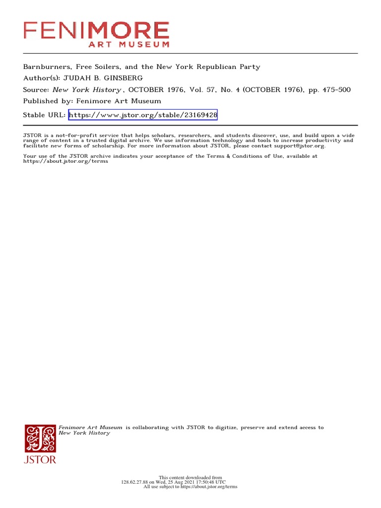 Barnburners Free Soilers and The New York Republican Party | PDF | Whig ...