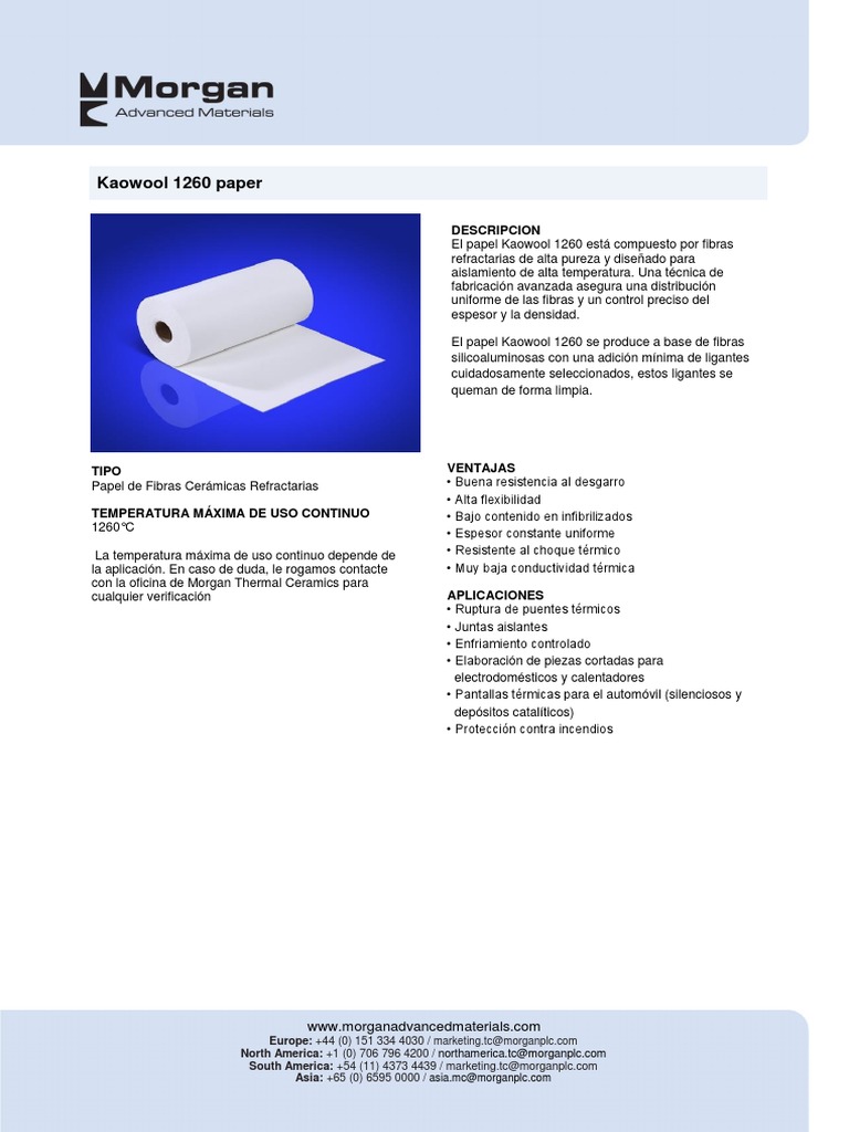 Morgan - Kaowool - 1260 - Paper | PDF | Papel | Cantidad