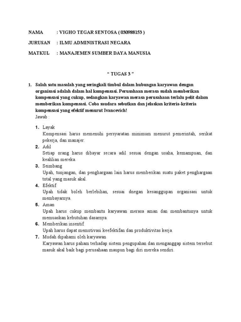 Tugas 3 Manajemen Sumber Daya Manusia | PDF