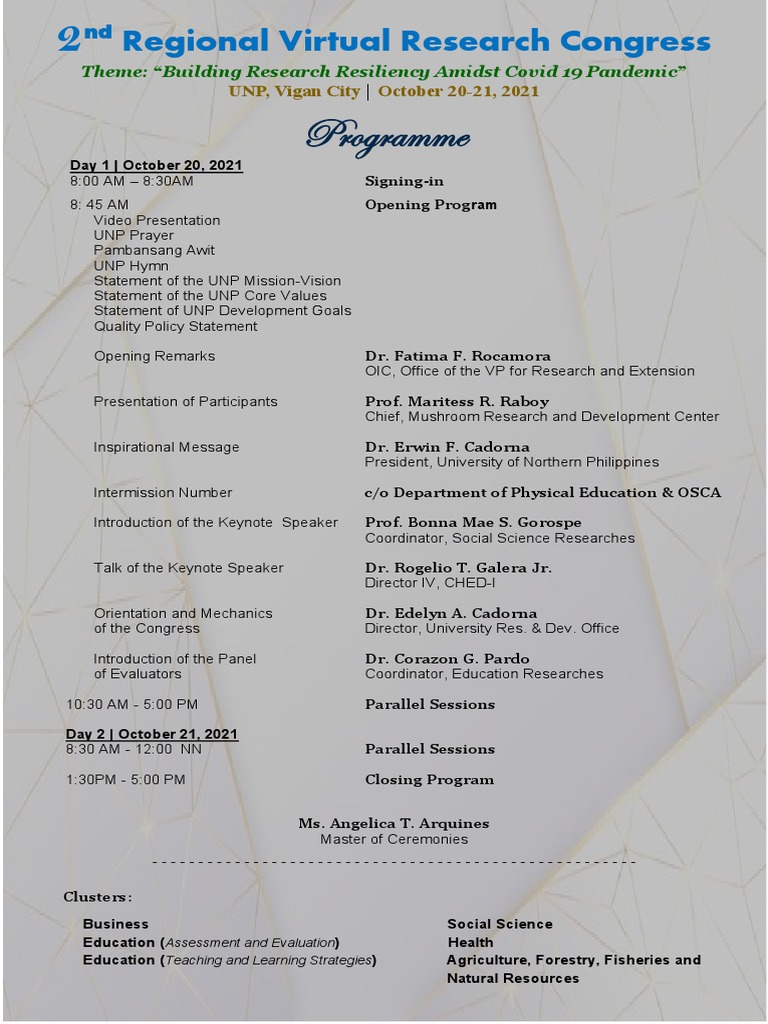 Programme 2nd Regional Virtual Research Congress | PDF