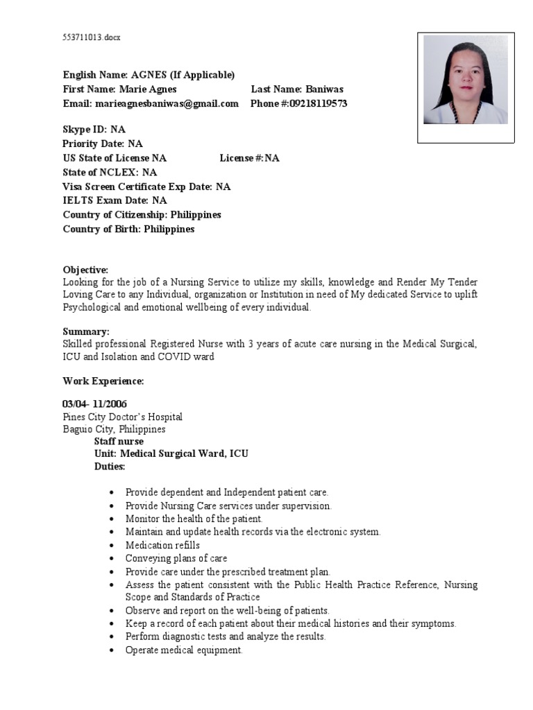 Nursing Resume for New Graduates | PDF | Nursing | Hospital