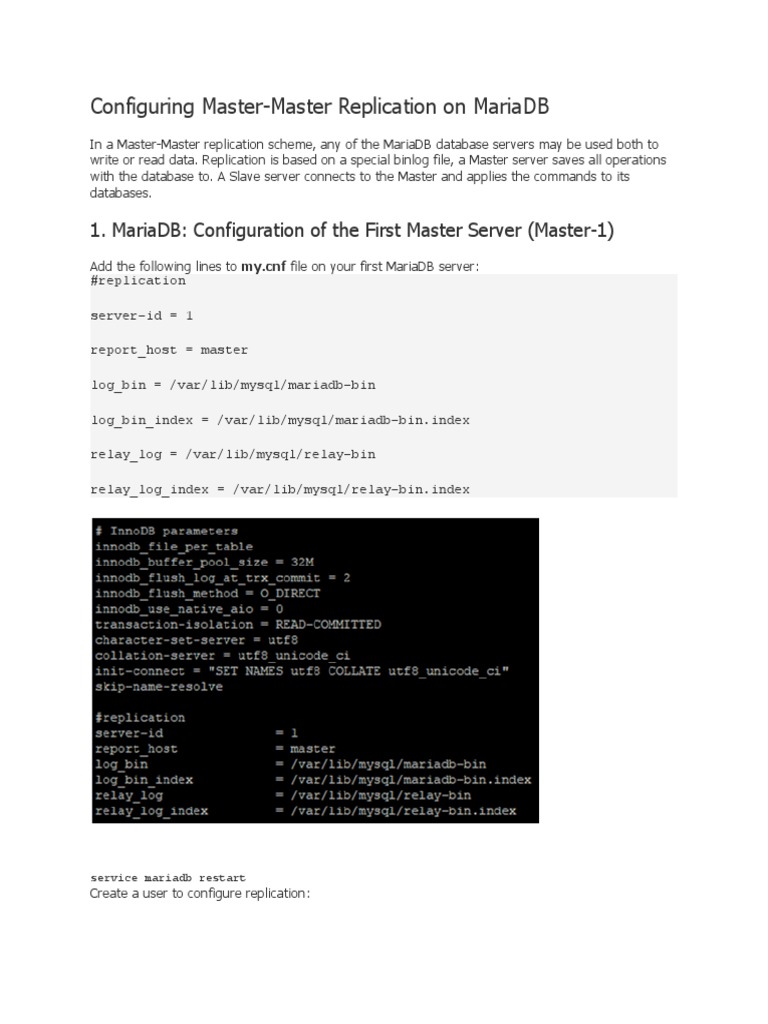 Mariadb Master Master Replication | PDF | Replication (Computing) | My Sql