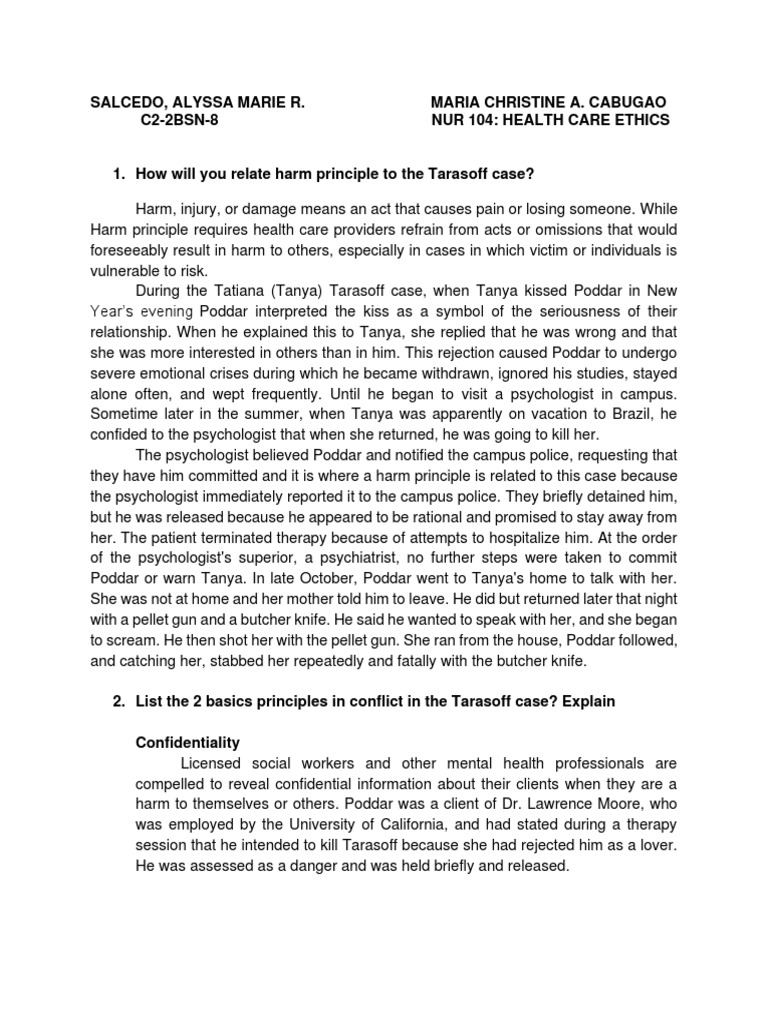 Tarasoff Case | PDF | Confidentiality | Justice
