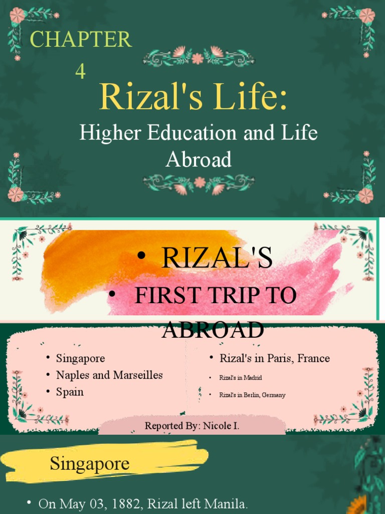 CHAPTER 4 Rizal's Life and Higher Education and Life Abroad - Group 4 ...