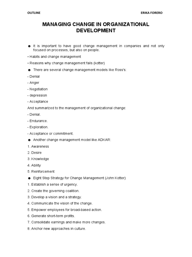 Managing Change in Organizational Development | PDF