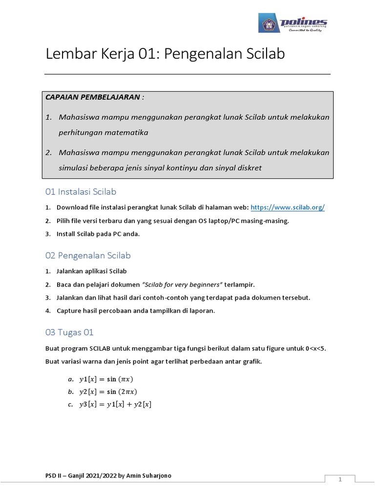 Belajar Scilab Melalui Grafik Sinyal Dasar | PDF