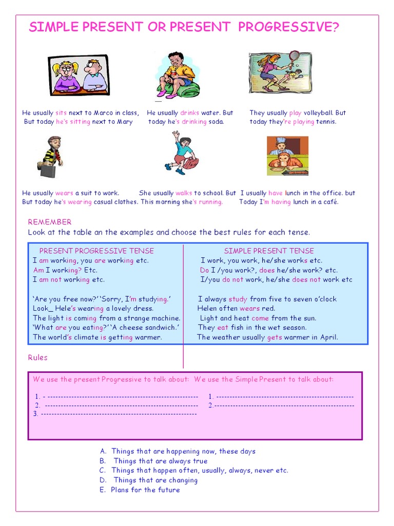 Simple Present or Present Progressive | PDF
