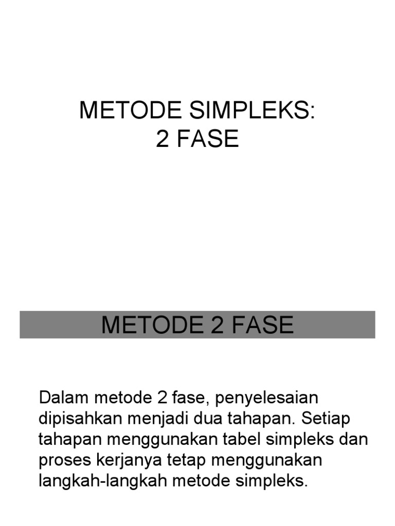 Metode Simpleks 2 Fase | PDF