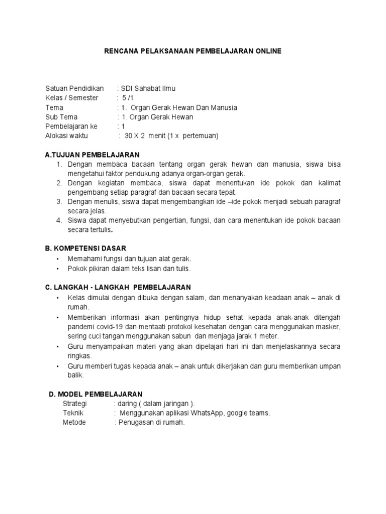 RPP Kelas 5 Tema 1 Sub 1 PB 1 | PDF