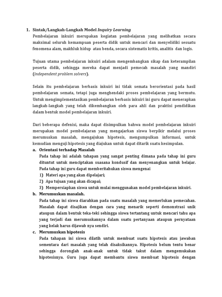 Sintak Dalam Model Pembelajaran-Rev | PDF | Karier & Perkembangan