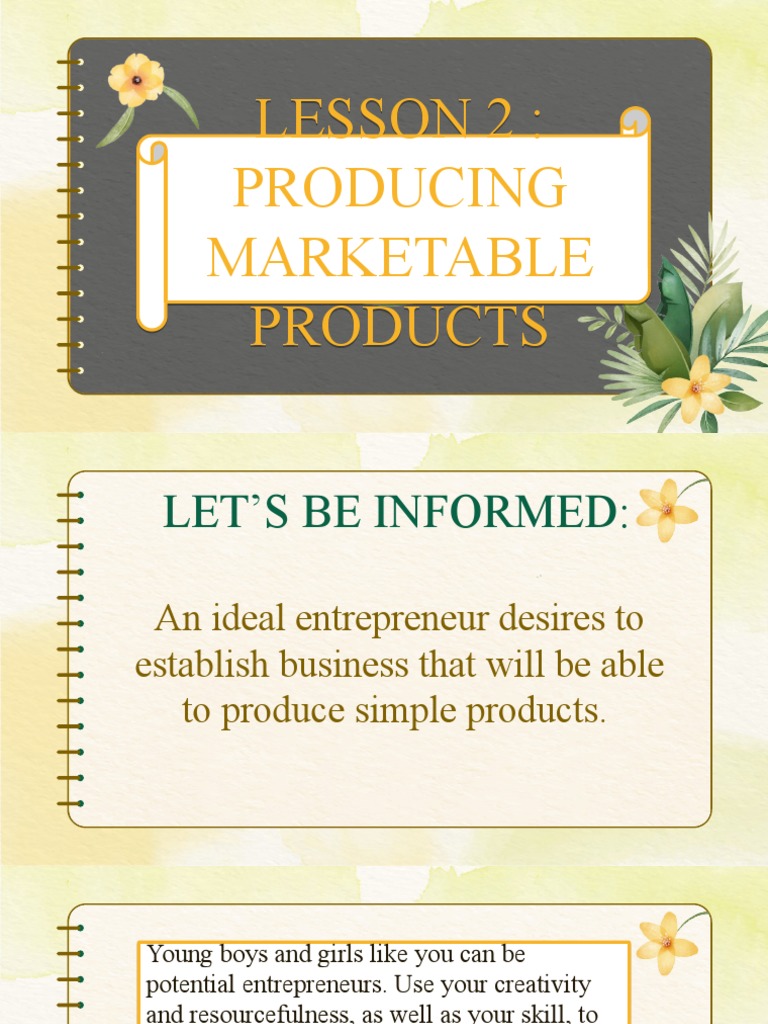 Lesson 2: Producing Marketable Products | PDF | Product (Business ...
