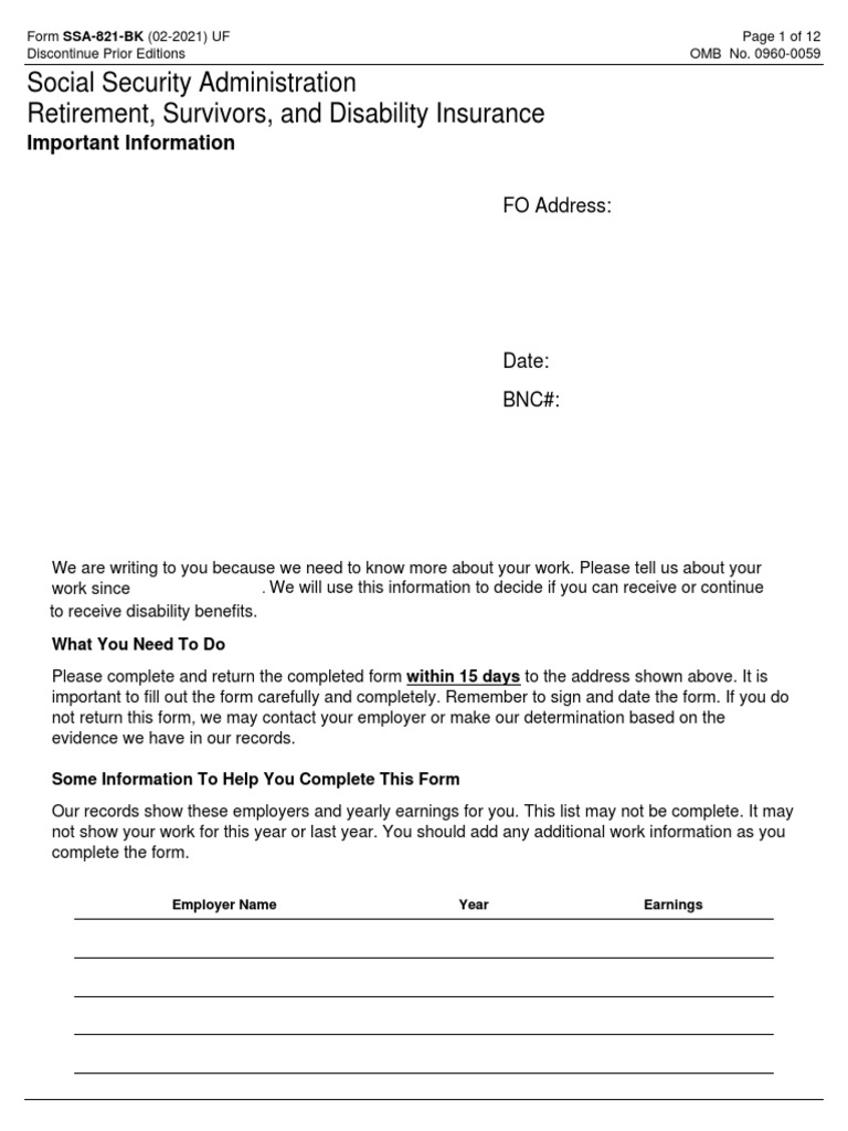 Social Security Administration Retirement, Survivors, and Disability ...