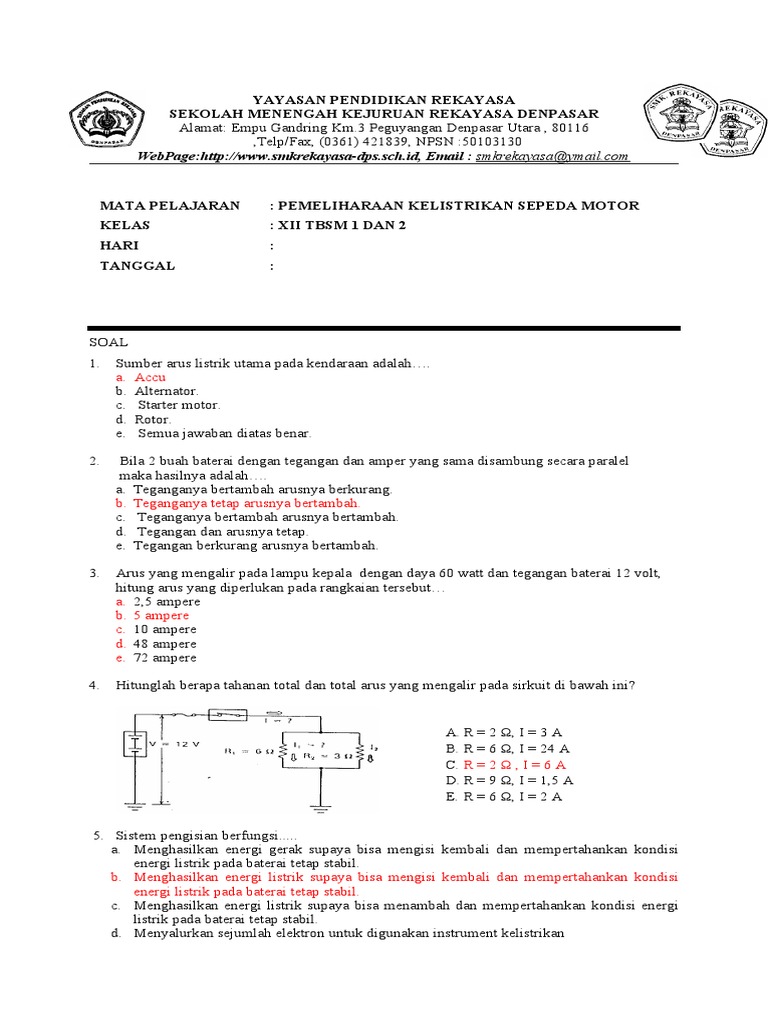 Xii TBSM Pemeliharaan Kelistrikan Sepeda Motor | PDF