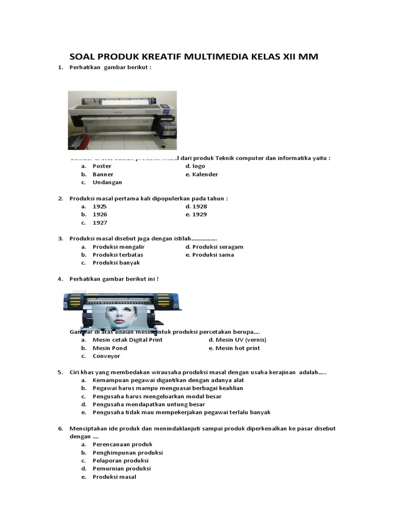 Soal Kejuruan PKK Xii MM 2020 | PDF