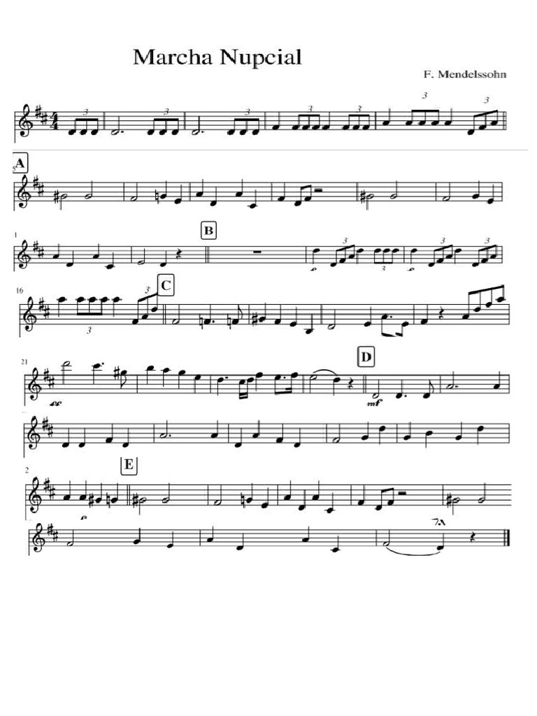 Marcha Nupcial Mendelsohn Clarinete | PDF