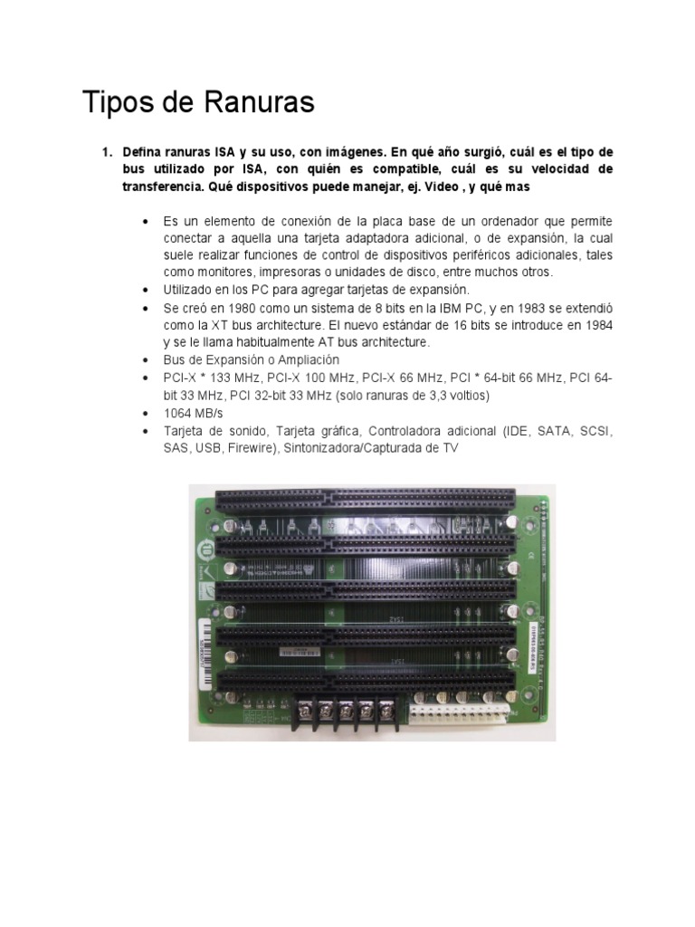 Tipos de Ranuras de Expansión en PC | PDF | Hardware de la computadora ...