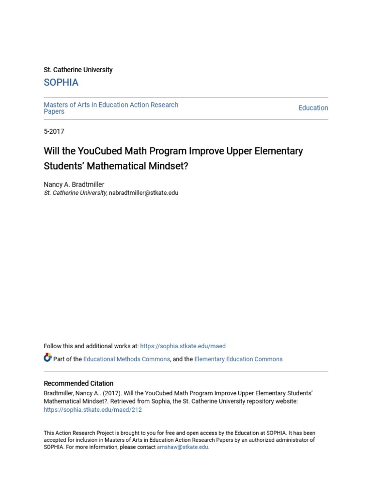 Will The YouCubed Math Program Improve Upper Elementary Students | PDF ...
