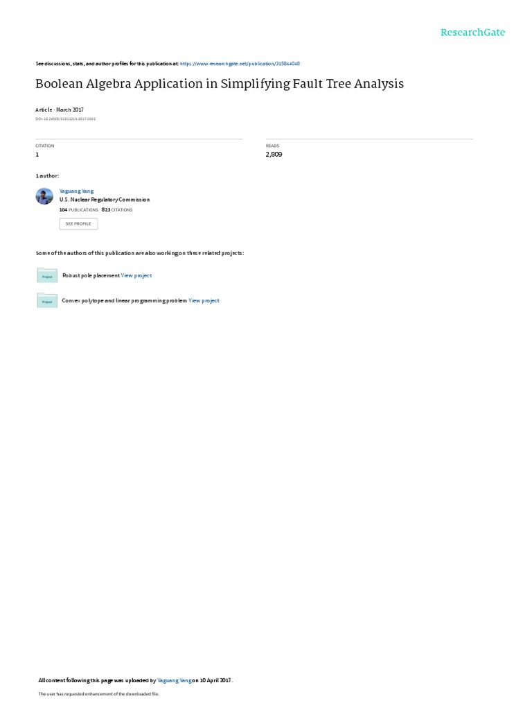 Boolean Algebra Application in Simplifying Fault Tree Analysis | Download Free PDF | Boolean ...