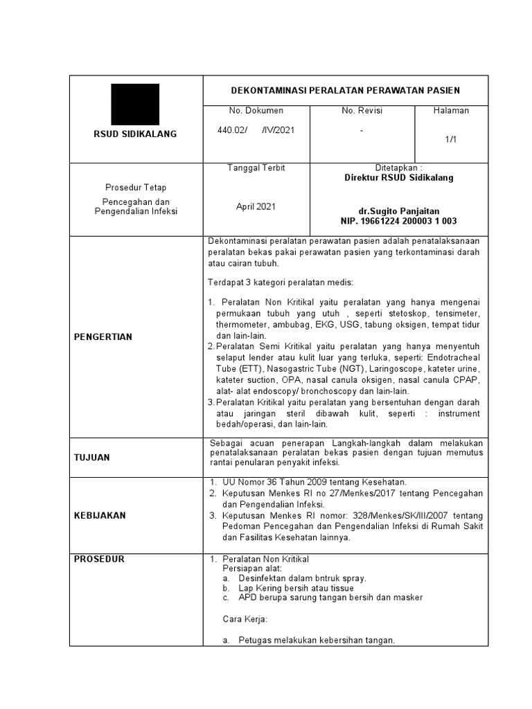 Dekontaminasi Peralatan Perawatan Pasien | PDF | Sains & Matematika