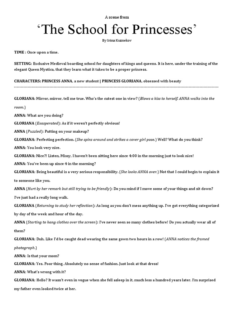 Duologue - The School For Princesses - Gloriana and Anna Scene | PDF